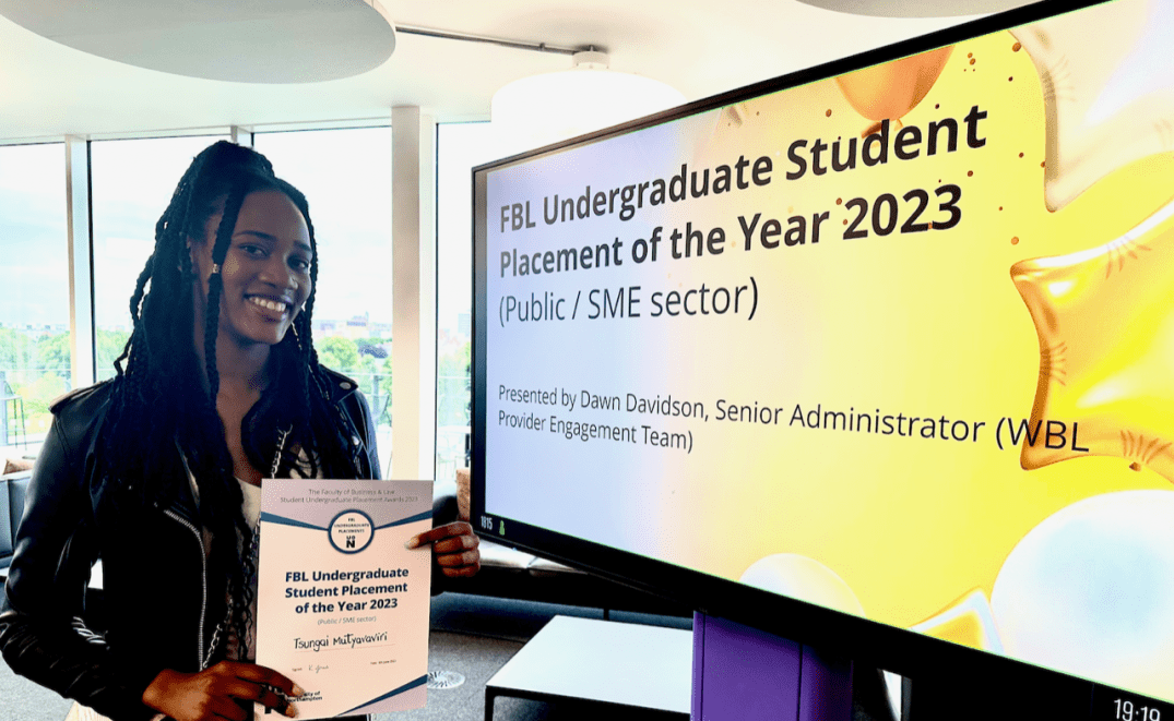 ‘The perfect placement’: student named winner of university award